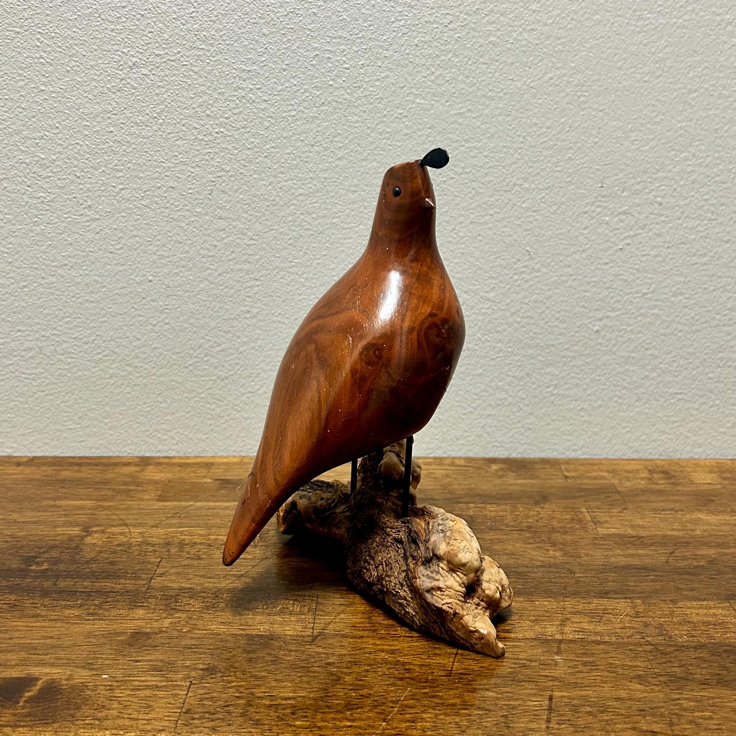 Vintage Wood Quail Sculpture by John Bennett, Hand Carved Walnut Bird ...
