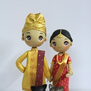 Muslim Wedding Cake Topper, Middle East Bride & Groom With Cats, Saree ...