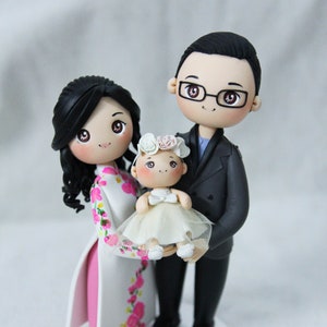 Family Cake Topper With Kid, Ao Dai Wedding Cake Topper, Couple Cake ...