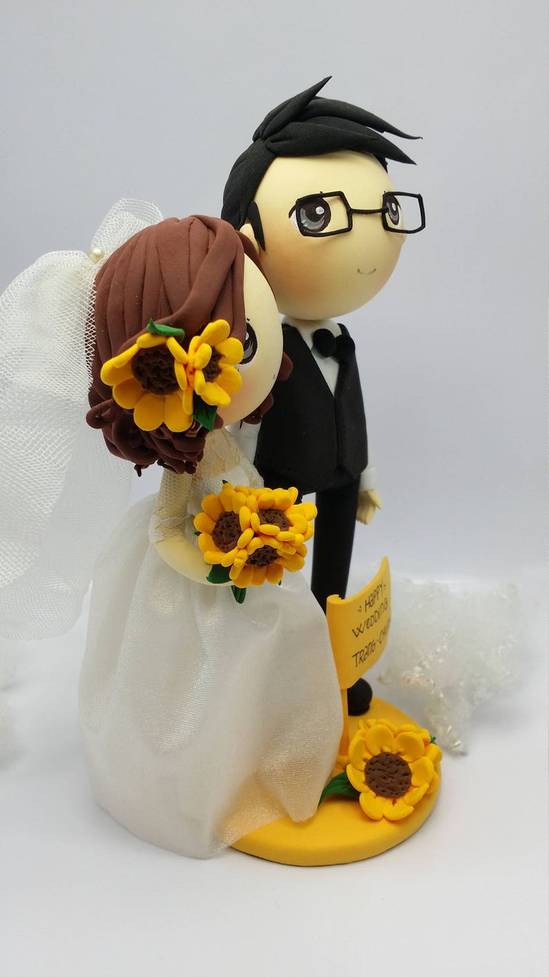 Wedding Cake Topper Sunflower Wedding Theme Clay | Etsy