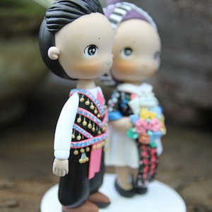 Deposit- Hmong Wedding Cake Topper- Ethnic Wedding Topper- Bride ...