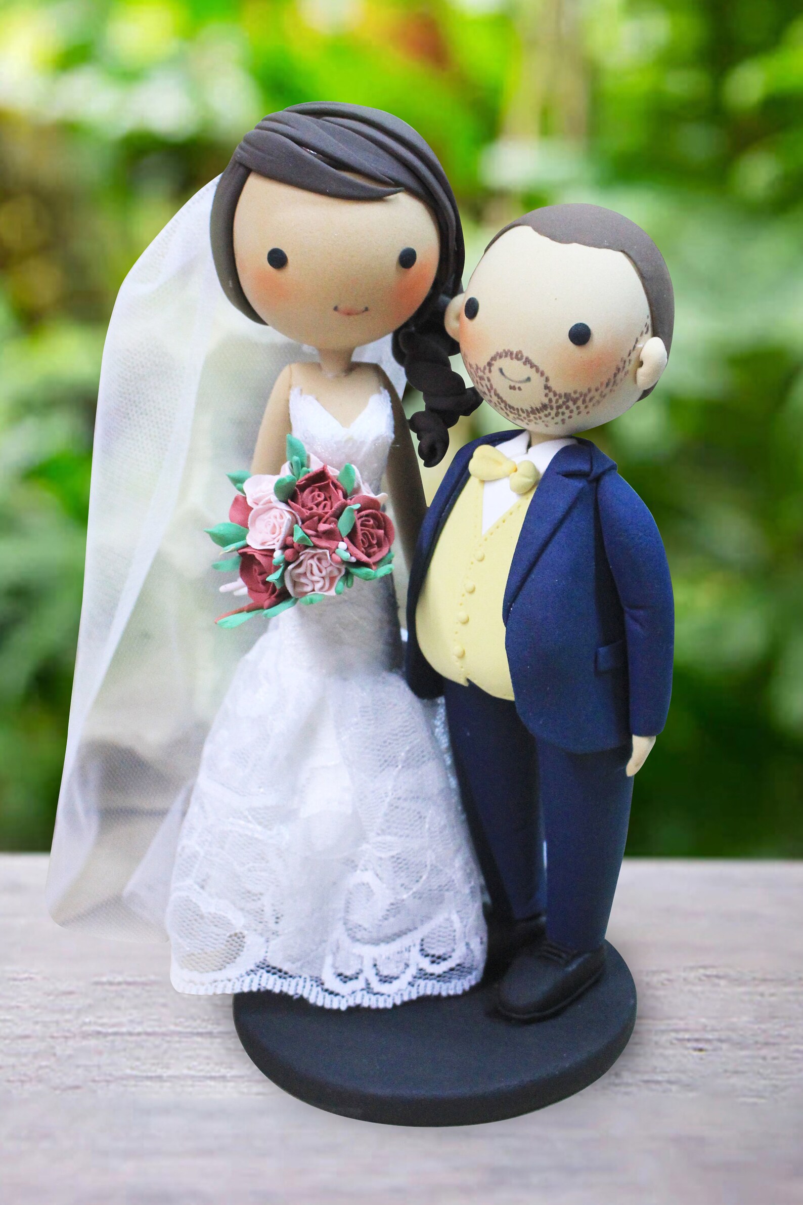 Tall Bride Short Groom Wedding Cake Topper Yellow Wedding - Etsy