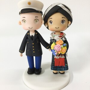 Army Groom & Hmong Bride Wedding Cake Topper, Interracial Wedding Cake ...