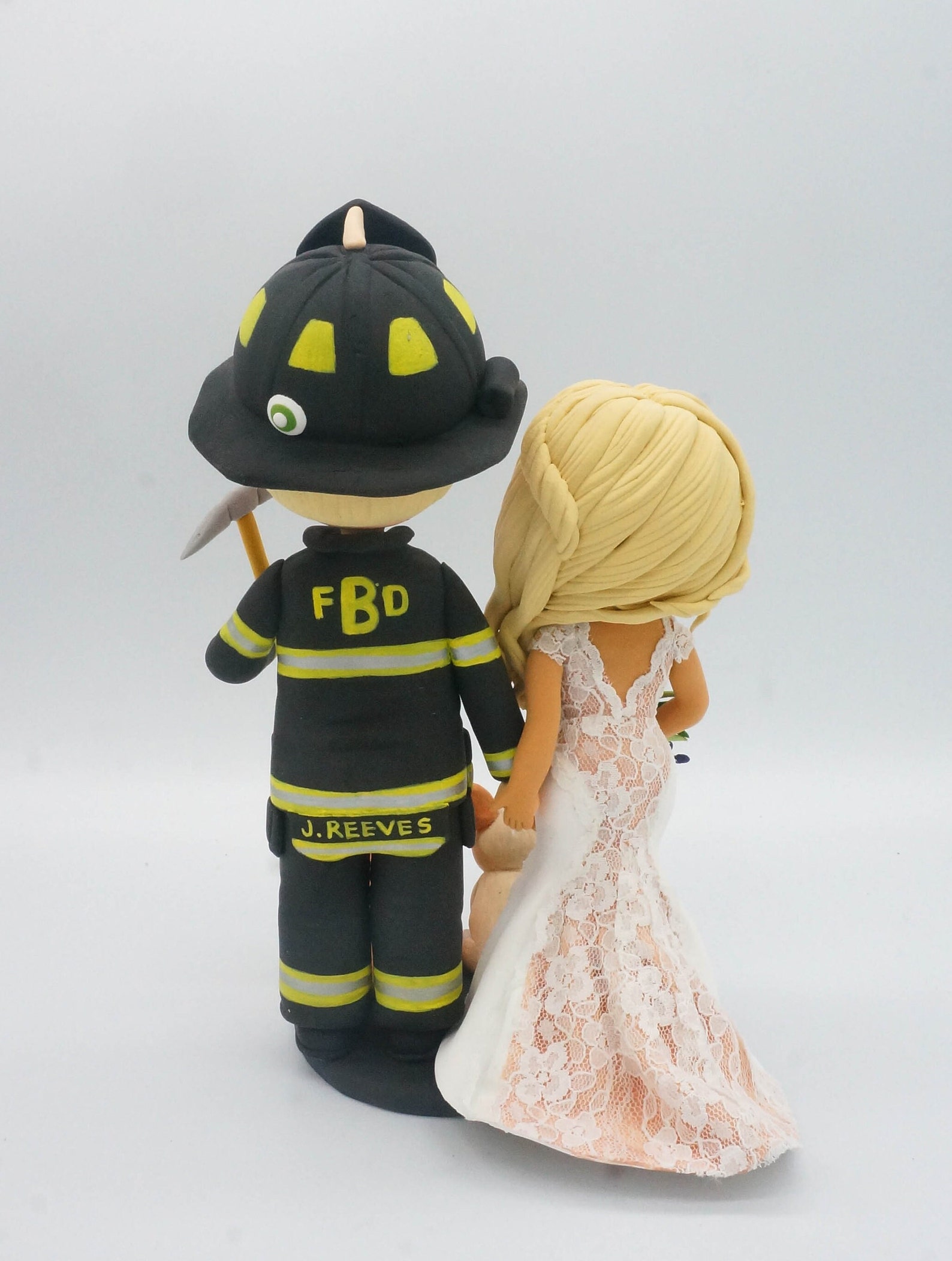 Fireman Wedding Cake Topper Firefighter and Bride Cake - Etsy