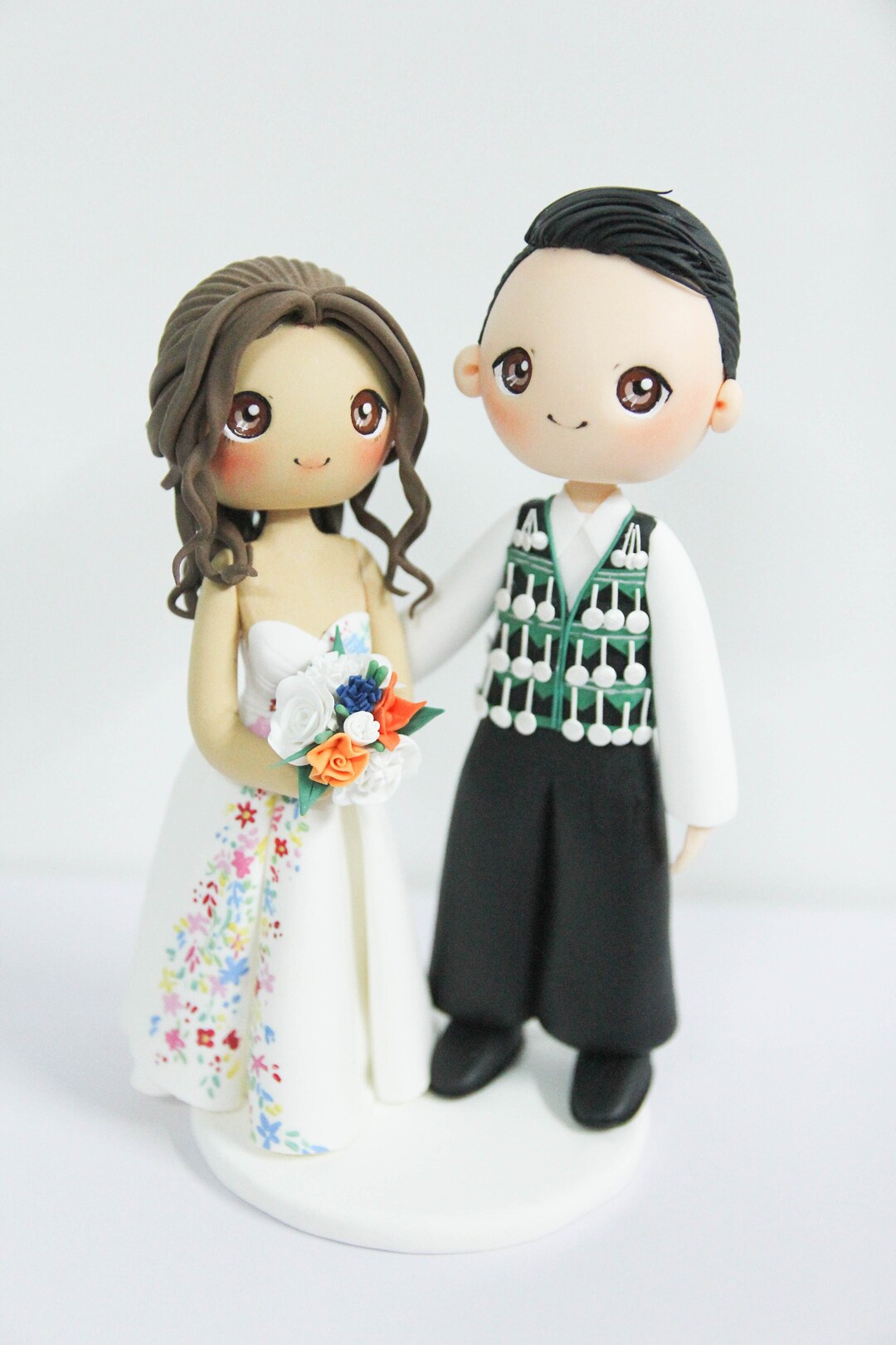 Latino Bride and Hmong Groom Wedding Cake Topper, Mexican & Hmong ...