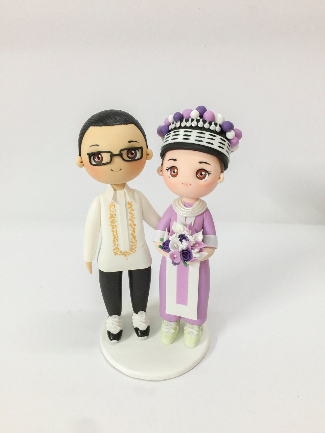 Filipino & Hmong Wedding Cake Topper, Barong Groom and Mien Bride ...