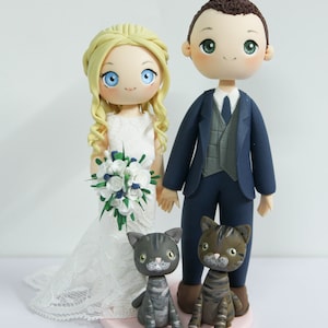 Beautiful Wedding Cake Topper With Cats, Bride & Groom With Cats Cake ...