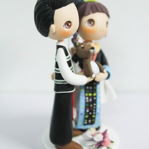 Traditional Couple Hmong Wedding Cake Topper With Dog, Hmong Dog Cake ...