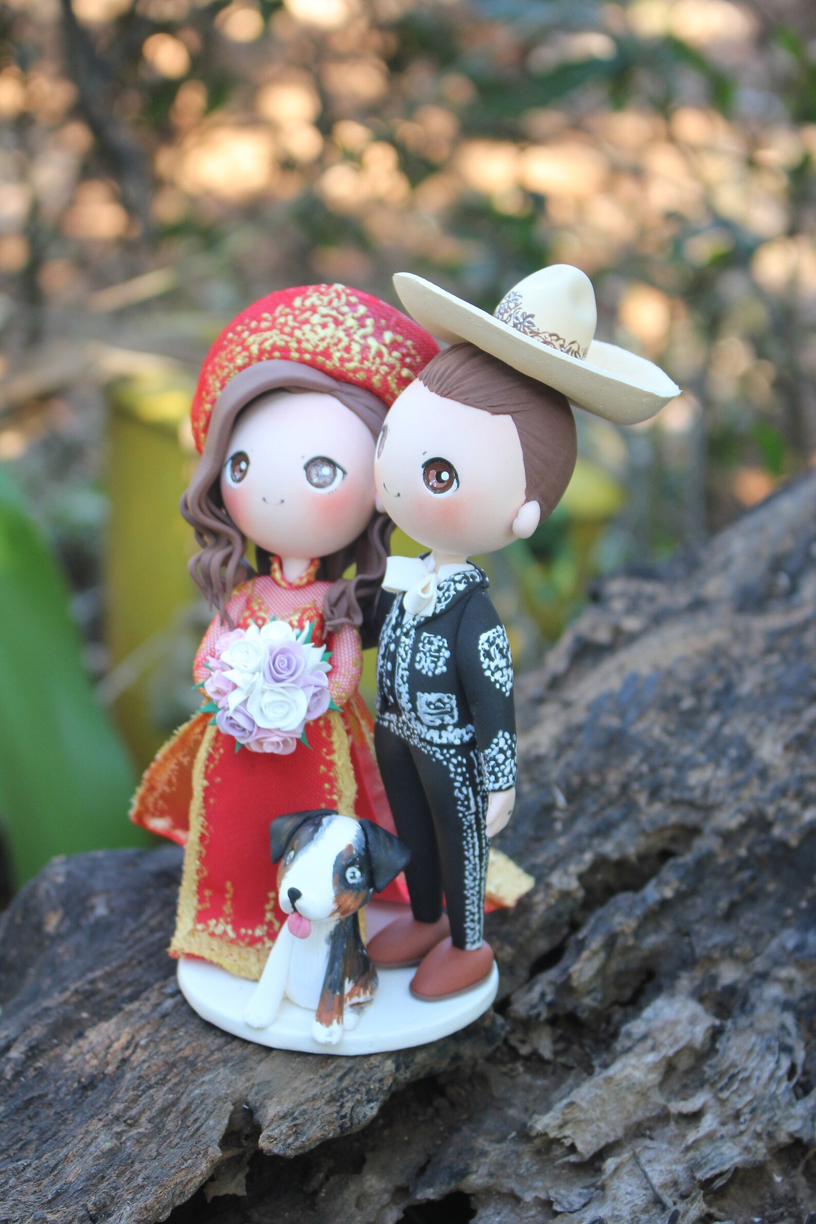Mexico and Vietnam Wedding Cake Topper Mariachi and Ao Dai | Etsy
