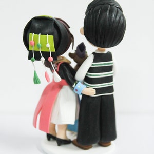 Traditional Couple Hmong Wedding Cake Topper With Dog, Hmong Dog Cake ...