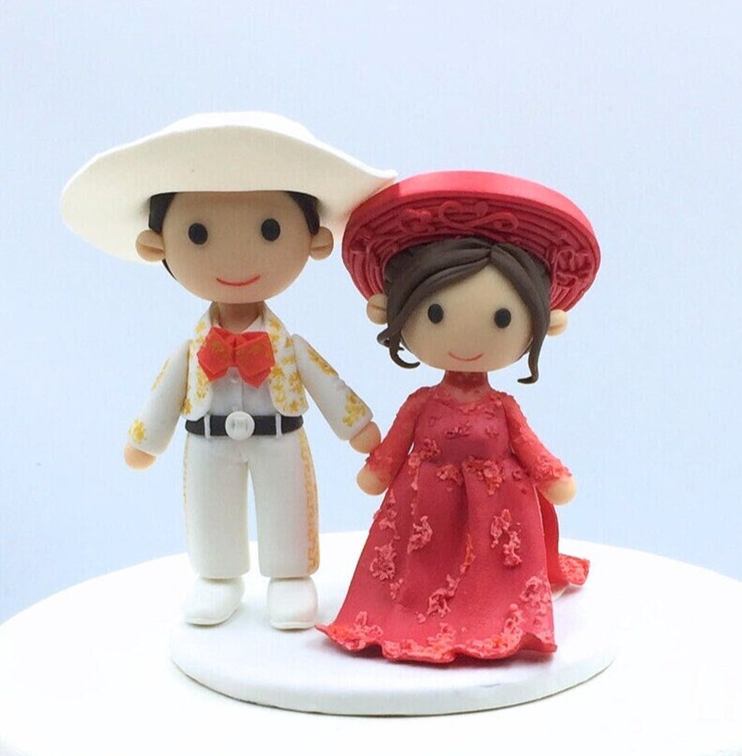 Mini Ao Dai & Mariachi Wedding Cake Topper, Vietnam and Mexico Wedding ...