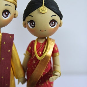 Muslim Wedding Cake Topper, Middle East Bride & Groom With Cats, Saree ...