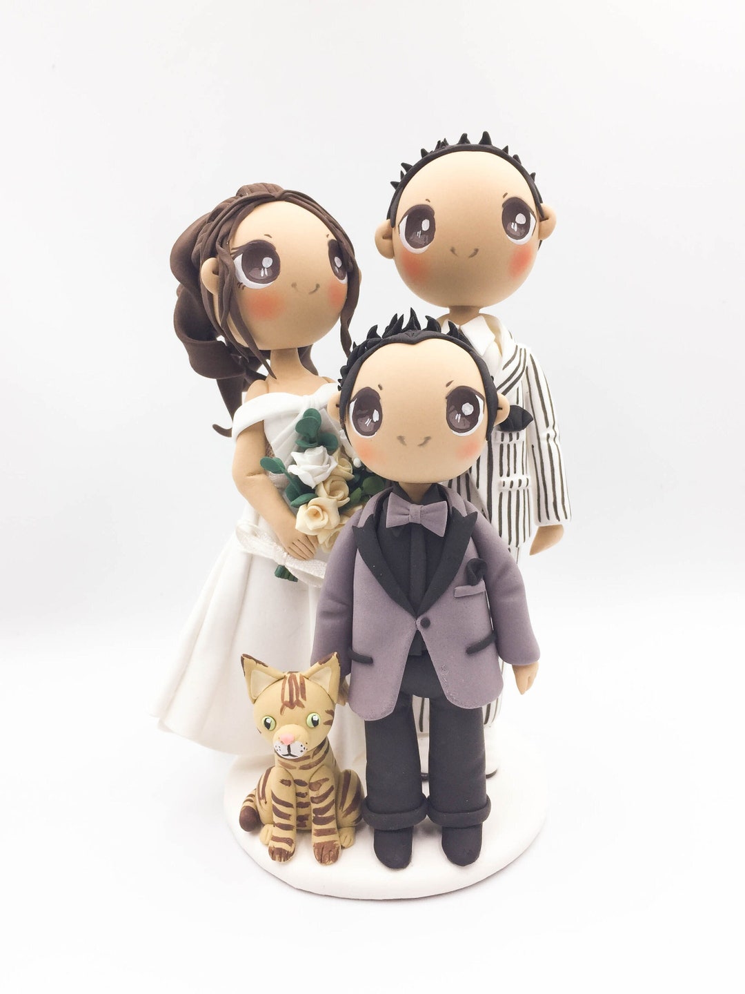 Family Cake Topper With Kid and Cat, Family Wedding Cake Toppers, Cake ...