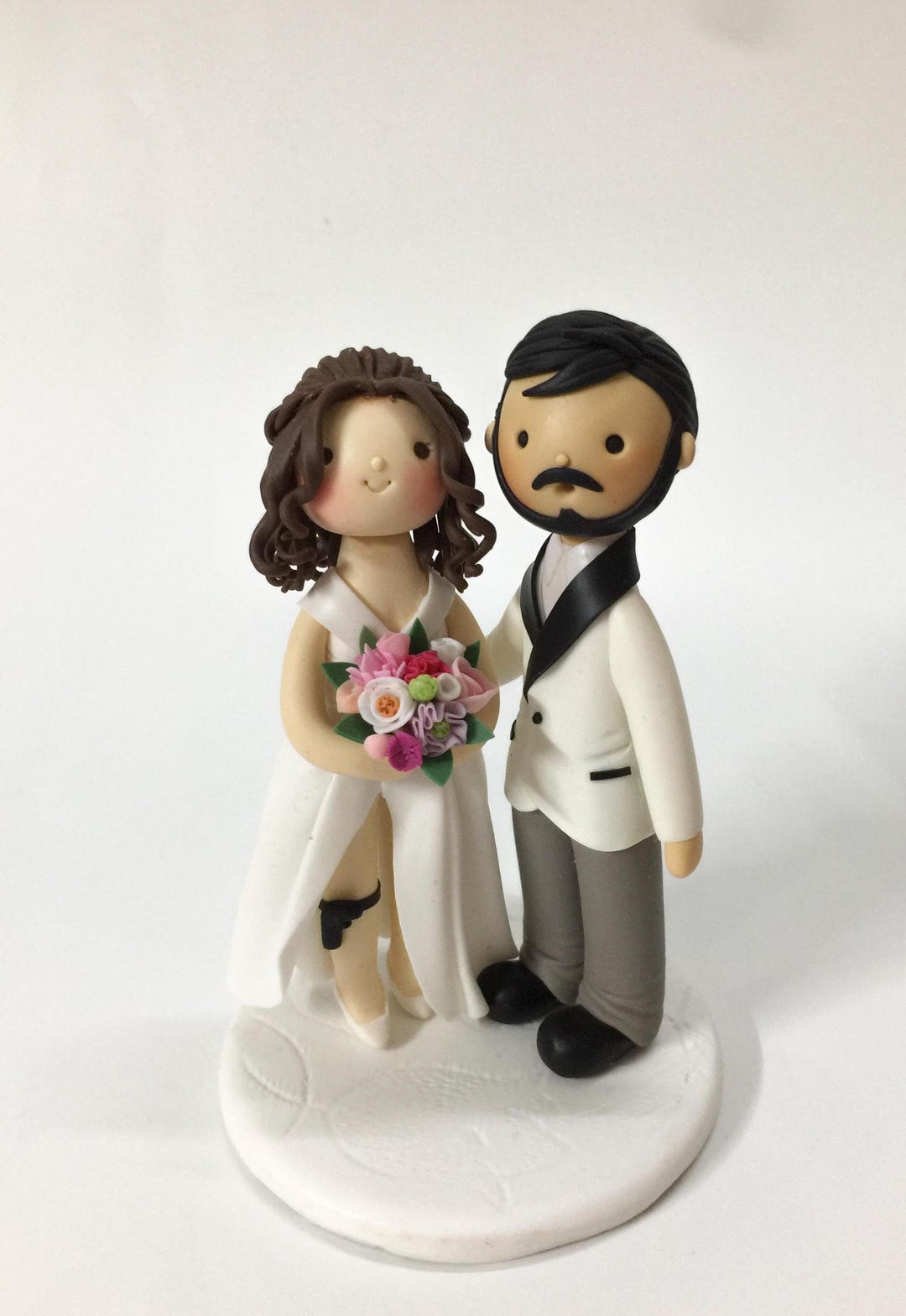 Chubby Couple Wedding Cake Topper, Sexy Split Dress Bride, Full Beard ...