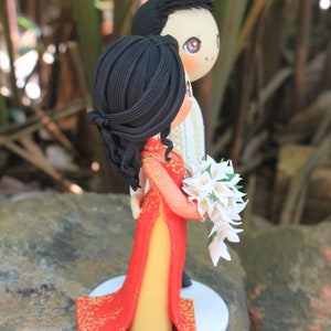 Filipino and Vietnam Wedding Cake Topper, Barong & Ao Dai Wedding Clay ...