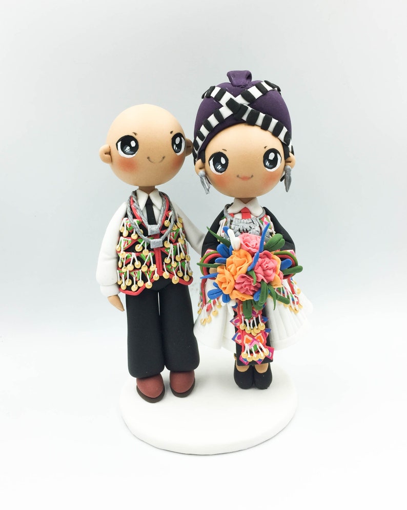 Hmong Wedding Attire Bride and Groom Wedding Cake Topper - Etsy