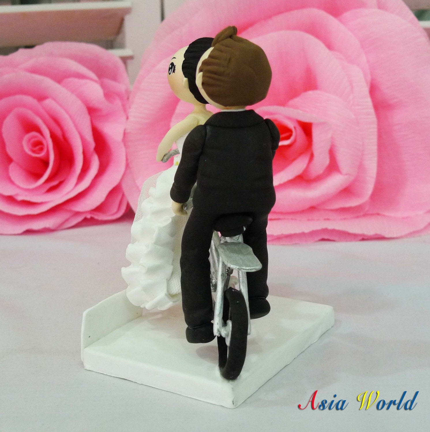 Tandem Bike Wedding Cake Topper Mr & Mrs Cake Topper Pink - Etsy