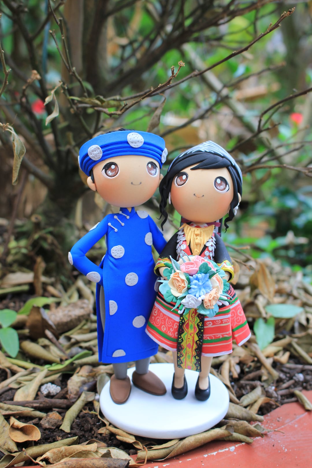 Hmong and Vietnam Wedding Cake Topper Clay Miniature, Ethnic Group ...