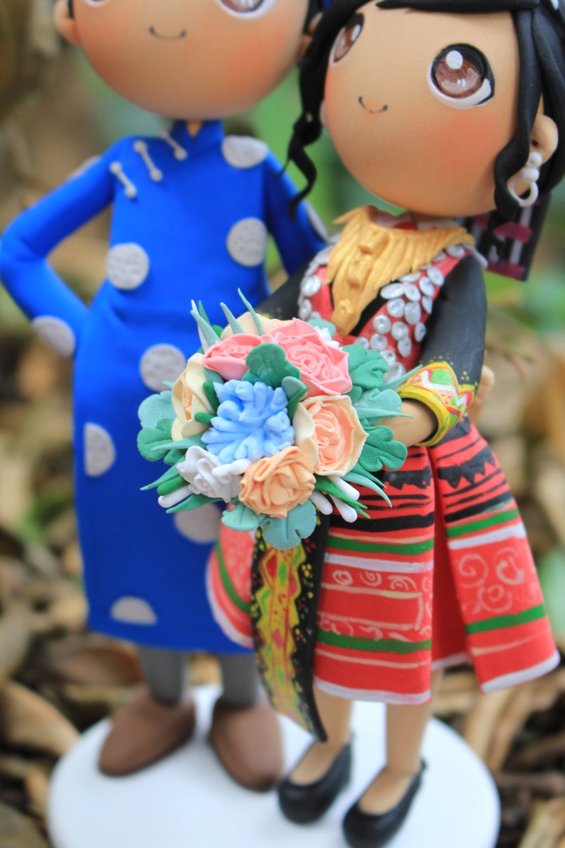 Hmong and Vietnam Wedding Cake Topper Clay Miniature Ethnic | Etsy