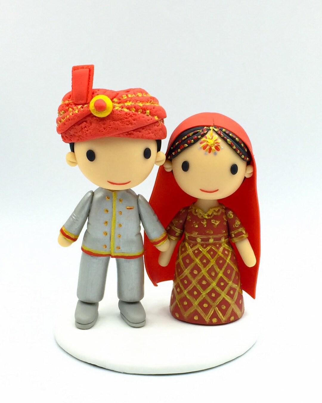 Mini Bride & Groom Traditional Indian Wedding Cake Topper, Saree ...