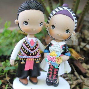 Deposit- Hmong Wedding Cake Topper- Ethnic Wedding Topper- Bride ...
