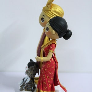 Muslim Wedding Cake Topper, Middle East Bride & Groom With Cats, Saree ...