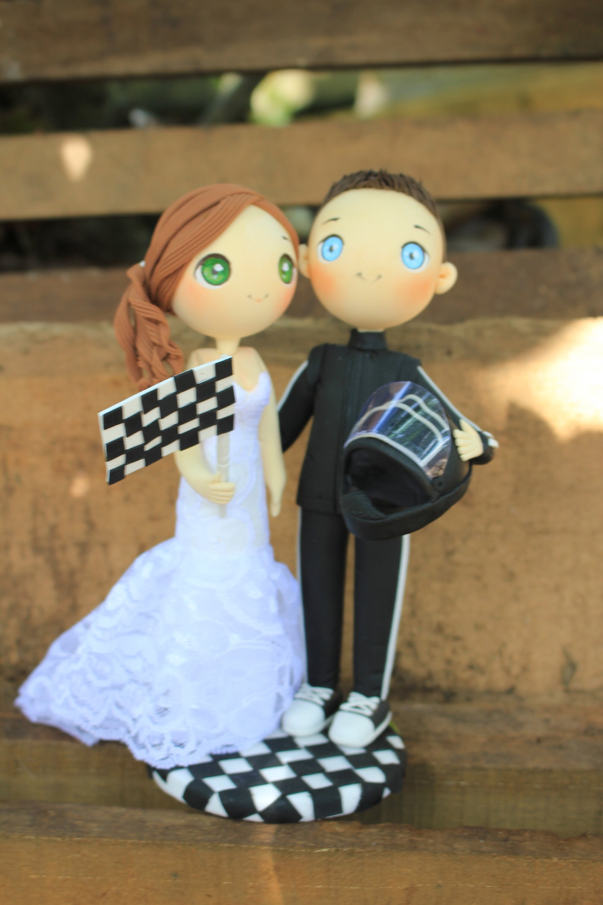Car Racer Wedding Cake Topper Racer Groom and Bride Hold | Etsy