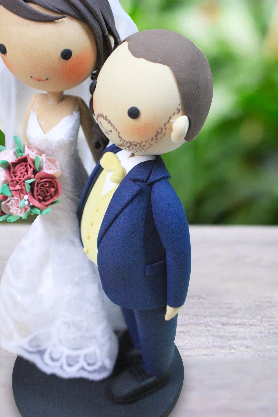 Tall Bride Short Groom Wedding Cake Topper Yellow Wedding - Etsy