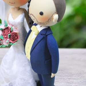 Tall Bride Short Groom Wedding Cake Topper, Yellow Wedding Theme, Black ...