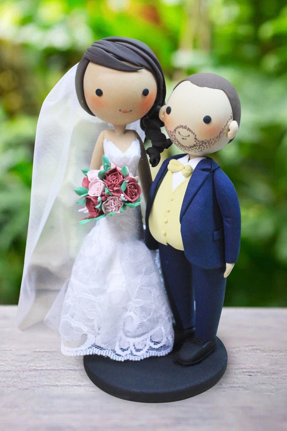 Tall Bride Short Groom Wedding Cake Topper Yellow Wedding - Etsy