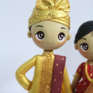 Muslim Wedding Cake Topper, Middle East Bride & Groom With Cats, Saree ...