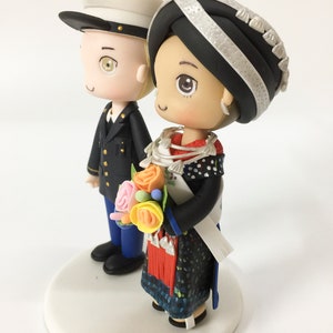 Army Groom & Hmong Bride Wedding Cake Topper, Interracial Wedding Cake ...