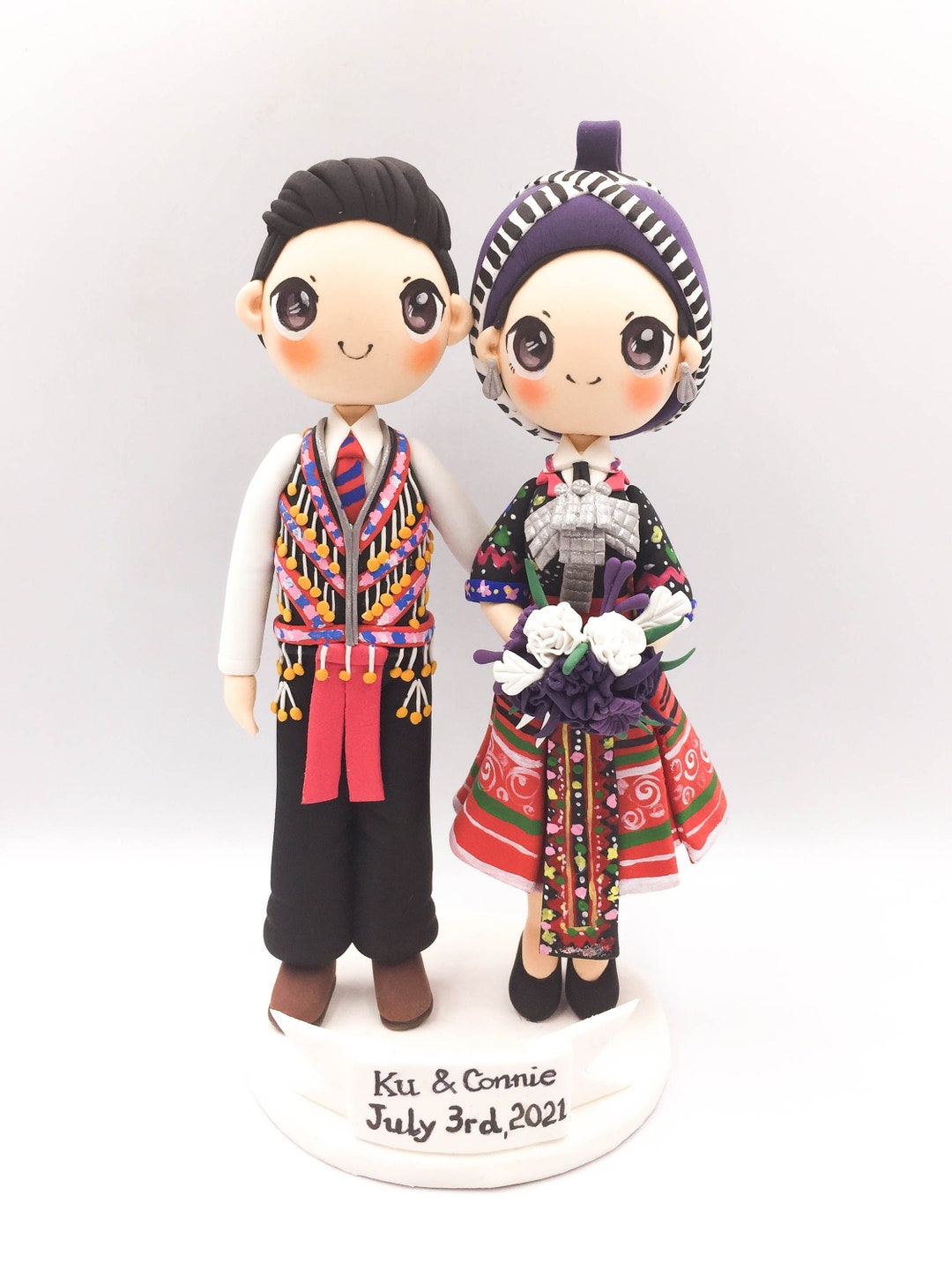 Color Hmong Couple Wedding Cake Topper, Mien Wedding Cake Topper, Hmong ...