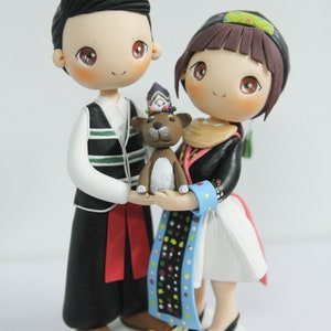 Traditional Couple Hmong Wedding Cake Topper With Dog, Hmong Dog Cake ...