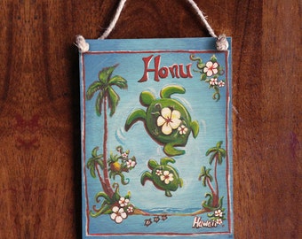 Aloha Honu Circle cute vintage style tropical Hawaiian aloha | Etsy