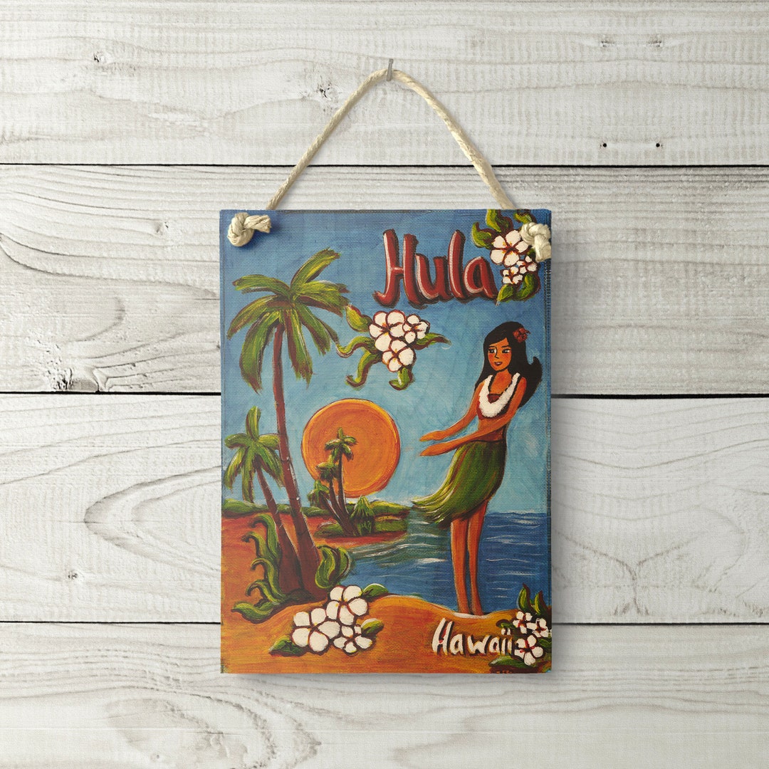 Hula Hawaii Sign - Hawaiian Sign Tropical Beach Decor Hula Art - Etsy
