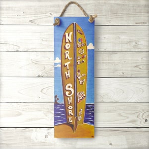 Vintage North Shore Surfboard Sign - Hawaiian Surf Vintage Wood Sign ...