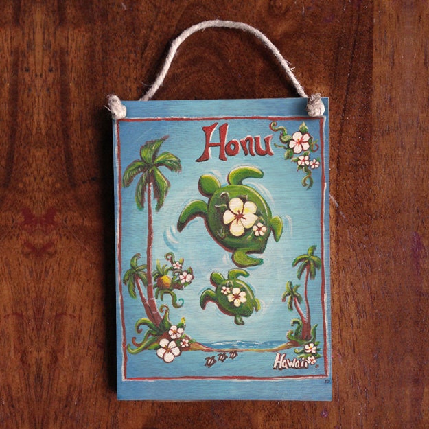 Honu Sea Turtle Sign Hawaiian Sign Tropical Beach Decor | Etsy
