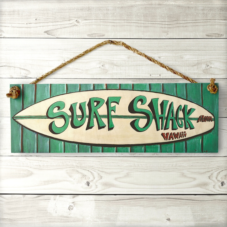 Vintage Surf Shack Sign Hawaii Surf Art Tropical Beach - Etsy