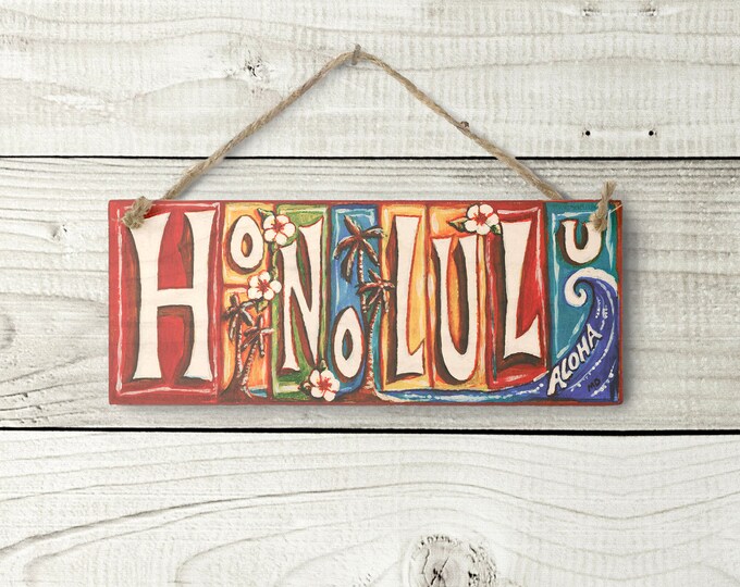 Honolulu Sign Hawaiian Sign Tropical Beach Decor - Etsy