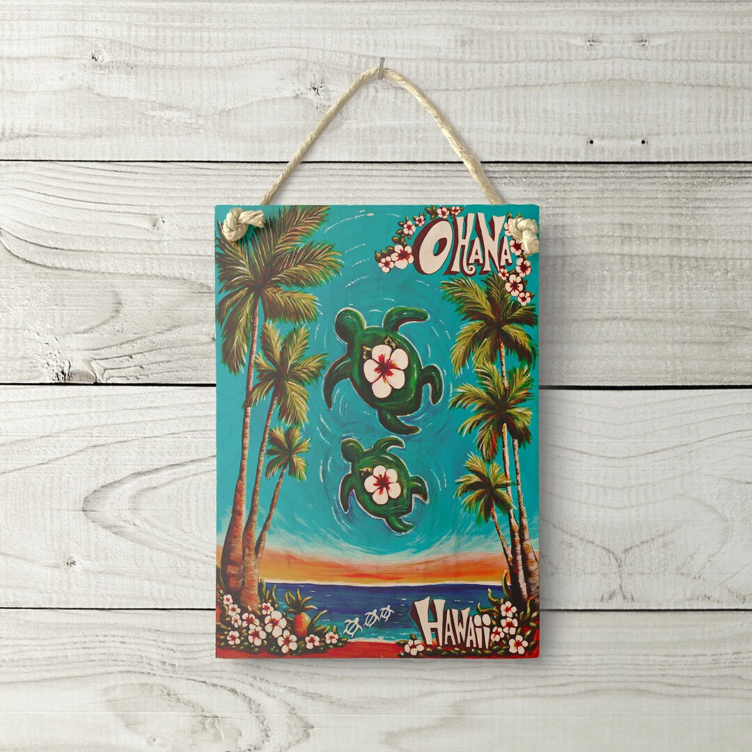 Ohana Sign - Hawaiian Sign Tropical Beach Decor Sea Turtle Art - Etsy