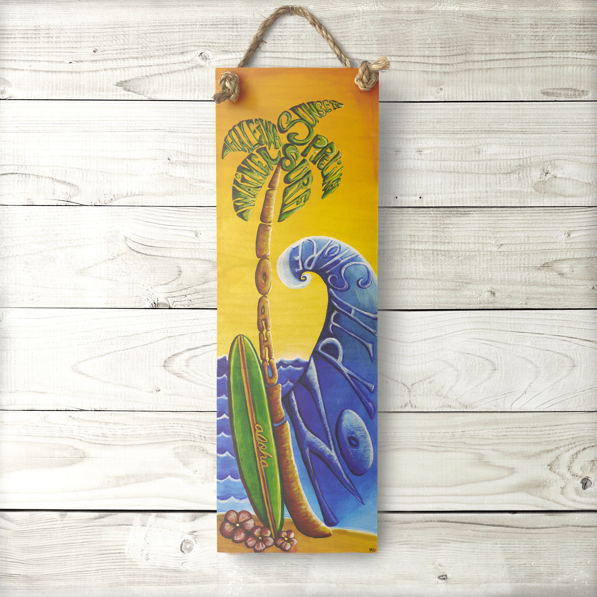 Vintage Surf Spots Sign - Hawaiian Surf North Shore Wood Sign With Oahu ...