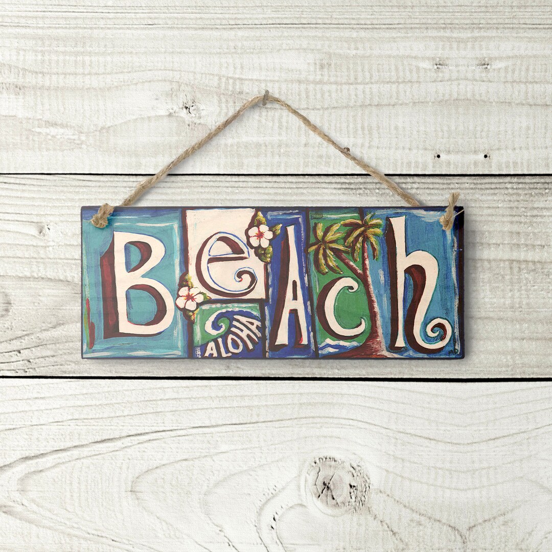 Blue Beach Sign - Hawaiian Sign Tropical Beach Decor - Etsy