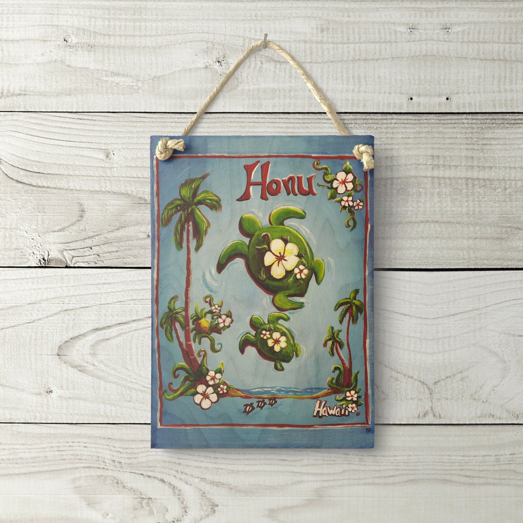 Honu (sea Turtle) Sign - Hawaiian Sign Tropical Beach Decor - Etsy