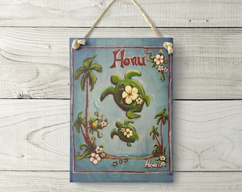 Honu Small Sign Hawaiian Sign Tropical Beach Decor | Etsy