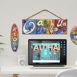 Vintage Oahu Sign - Hawaii Oahu Tropical Beach Vintage Wood Sign With ...