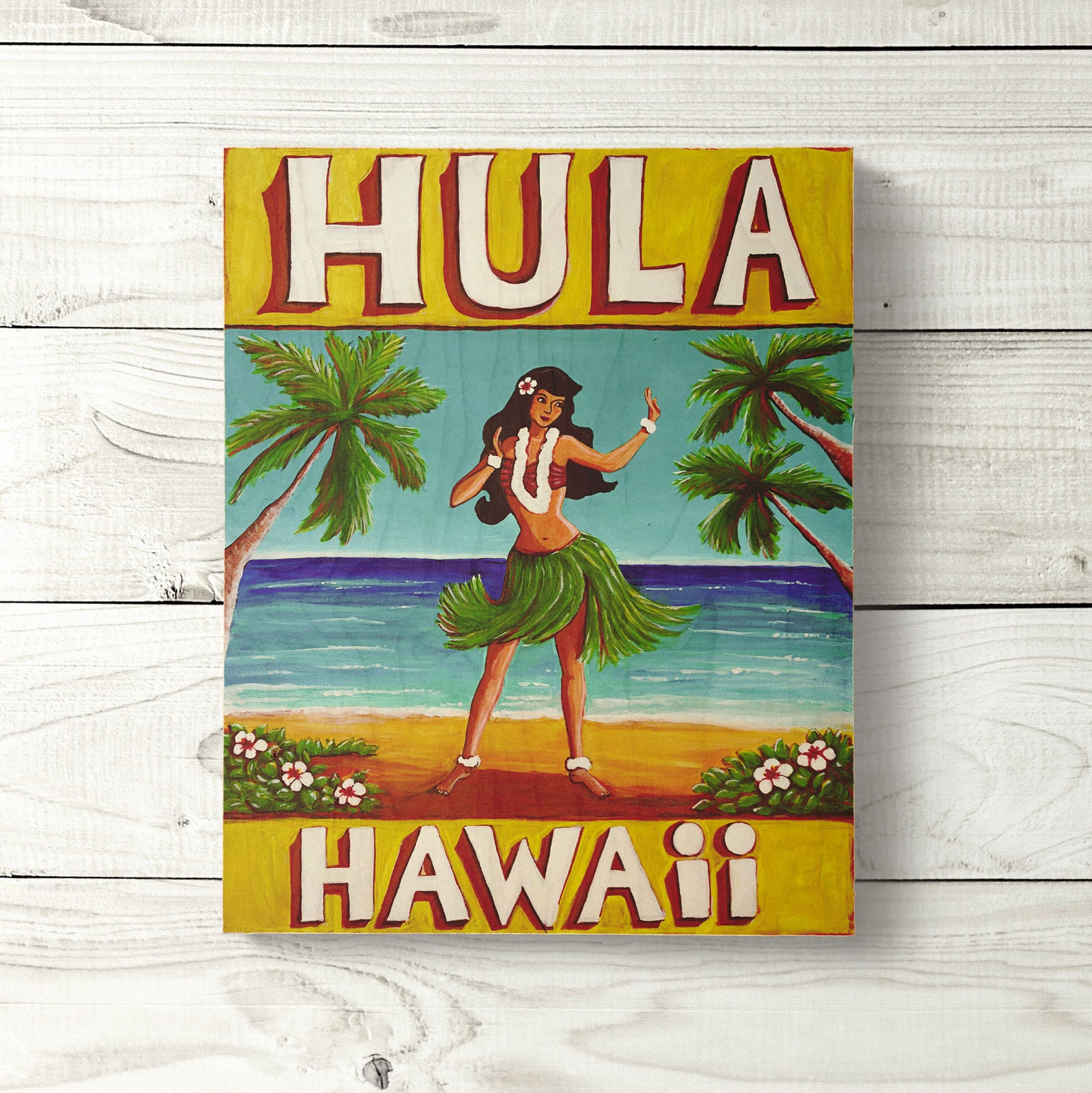 Hula Hawaii Sign - Vintage Beach Art, 8x10 - Etsy