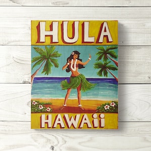 Hula Hawaii Sign - Vintage Beach Art, 8x10 - Etsy
