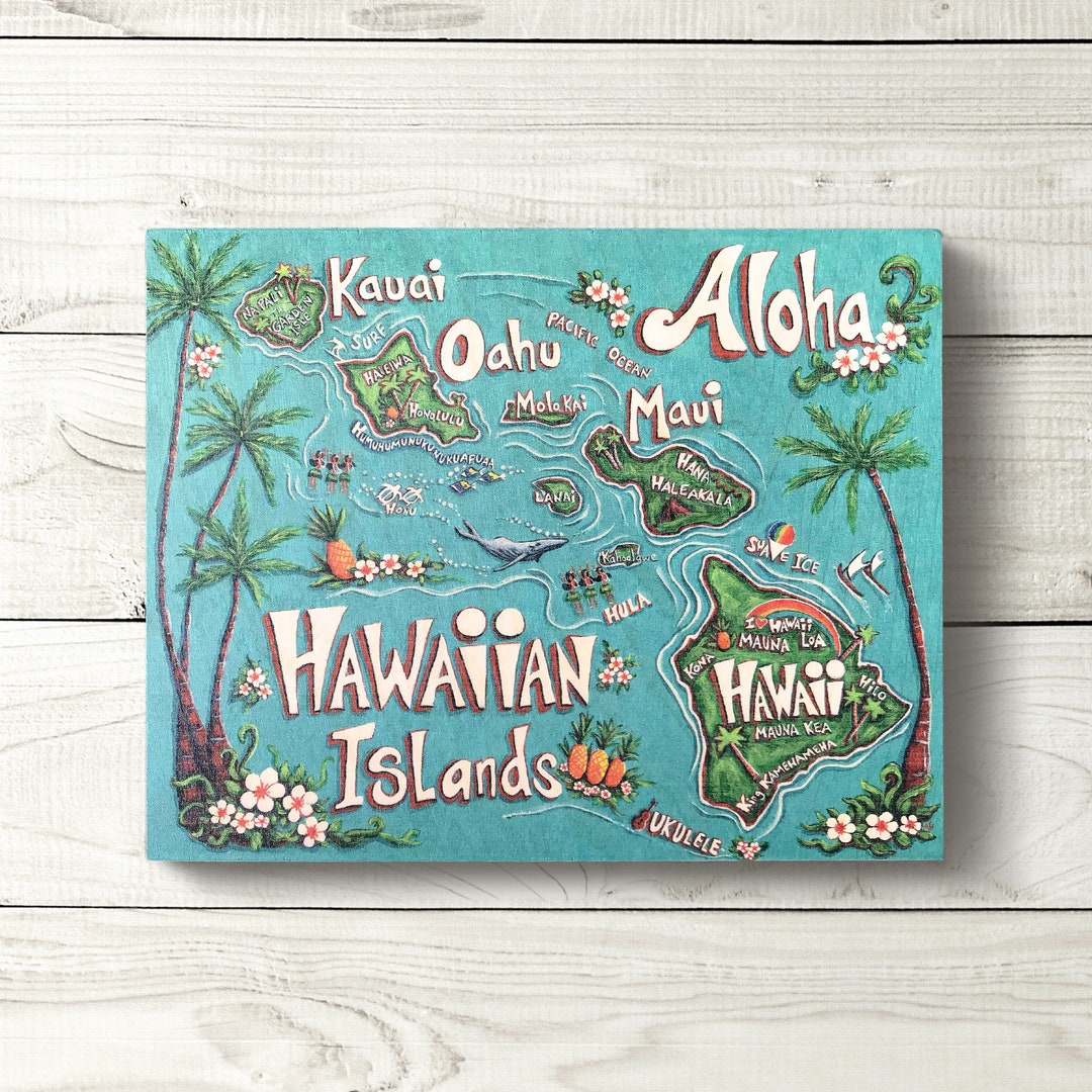 Hawaiian Islands Sign - Hawaii Vintage Beach Art, 8x10 - Etsy