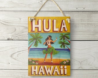 Hula Hawaii Sign Hawaiian Sign Tropical Beach Decor Hula Art | Etsy